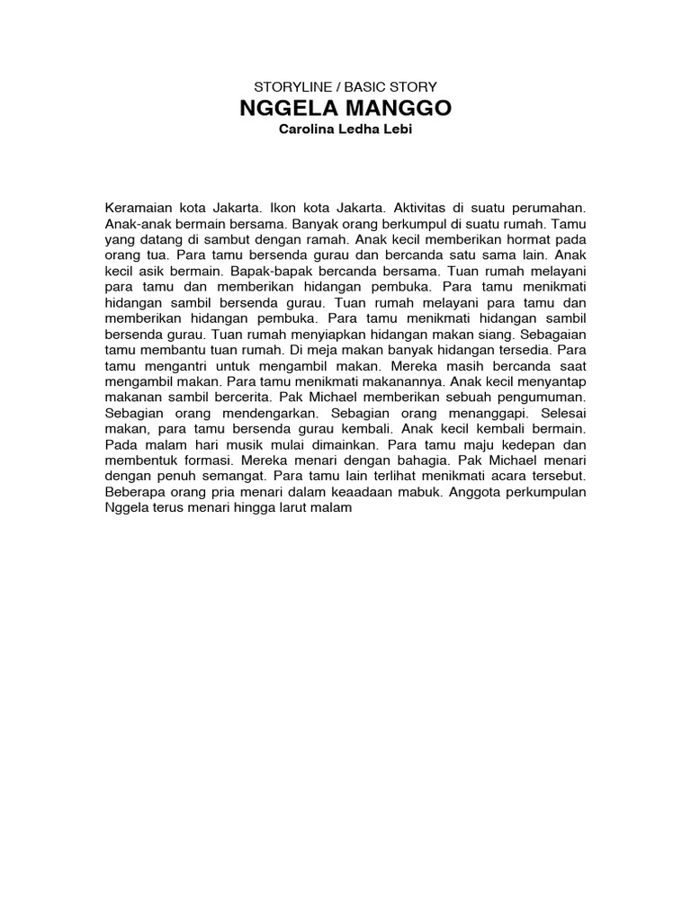 Teknis Penulisan Skenario - Contoh Storyline | PDF