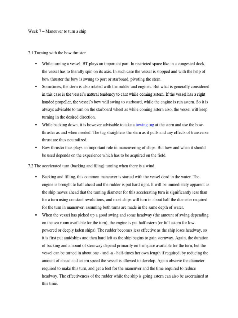 Week 7 Maneuver To Turn A Ship | PDF | Shipping | Ships