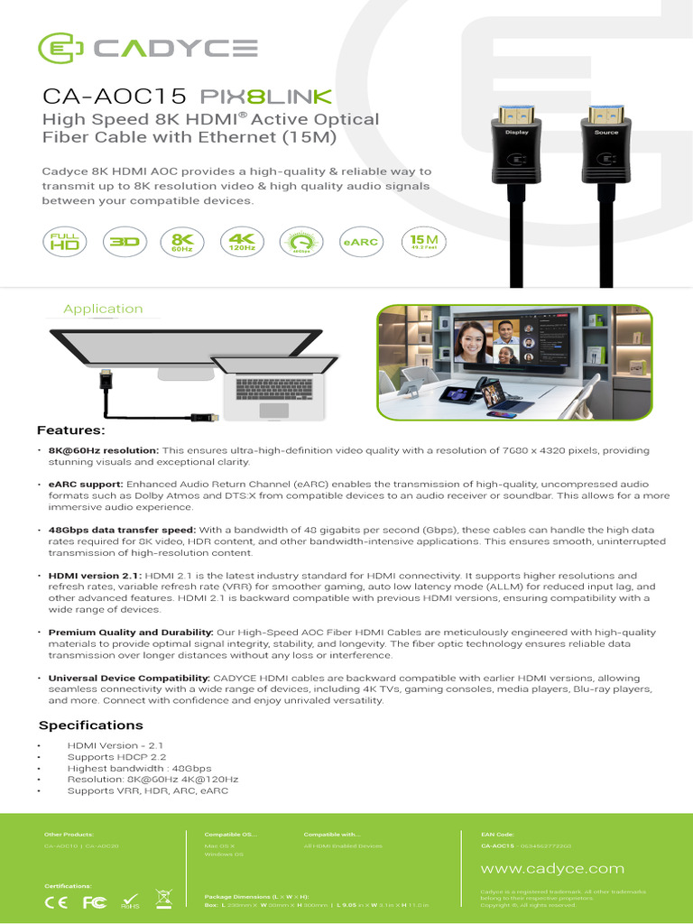 CA AOC15 Datasheet | PDF | Hdmi | Computing