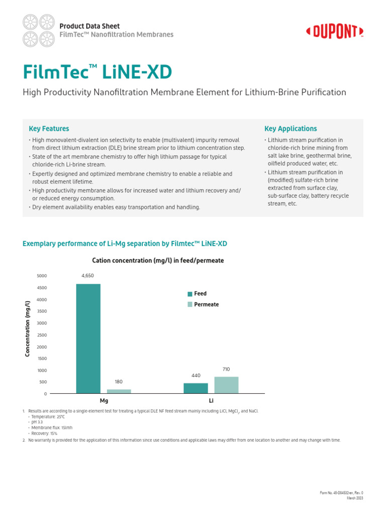 NF FilmTec LiNE XD PDS 45 D04532 en | PDF | Membrane | Lithium