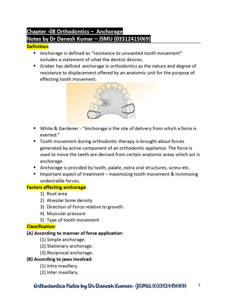 Chpt-08 Ortho Notes | PDF | Orthodontics | Dental Anatomy