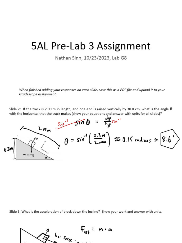 5AL Pre-Lab 3 Submission Template - F23 2 | PDF | Classical Mechanics ...