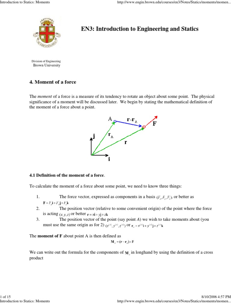 Statics: Understanding Force Moments | PDF | Rotation Around A Fixed ...
