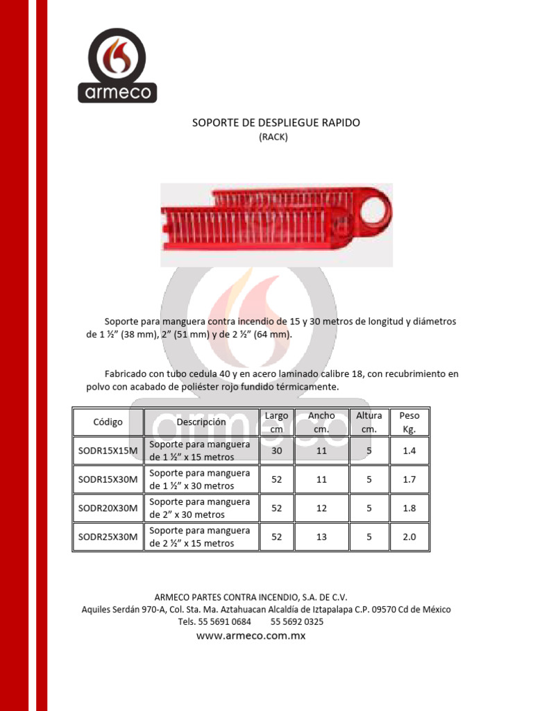 Ficha Técnica Soporte Despliegue Rápido de La Marca Armeco | PDF