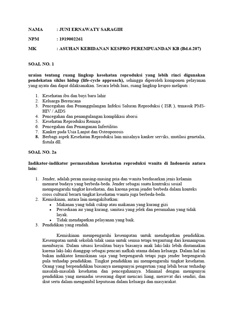 Asuhan Kebidanan Kespro Perempuan Dan KB | PDF | Gaya Hidup