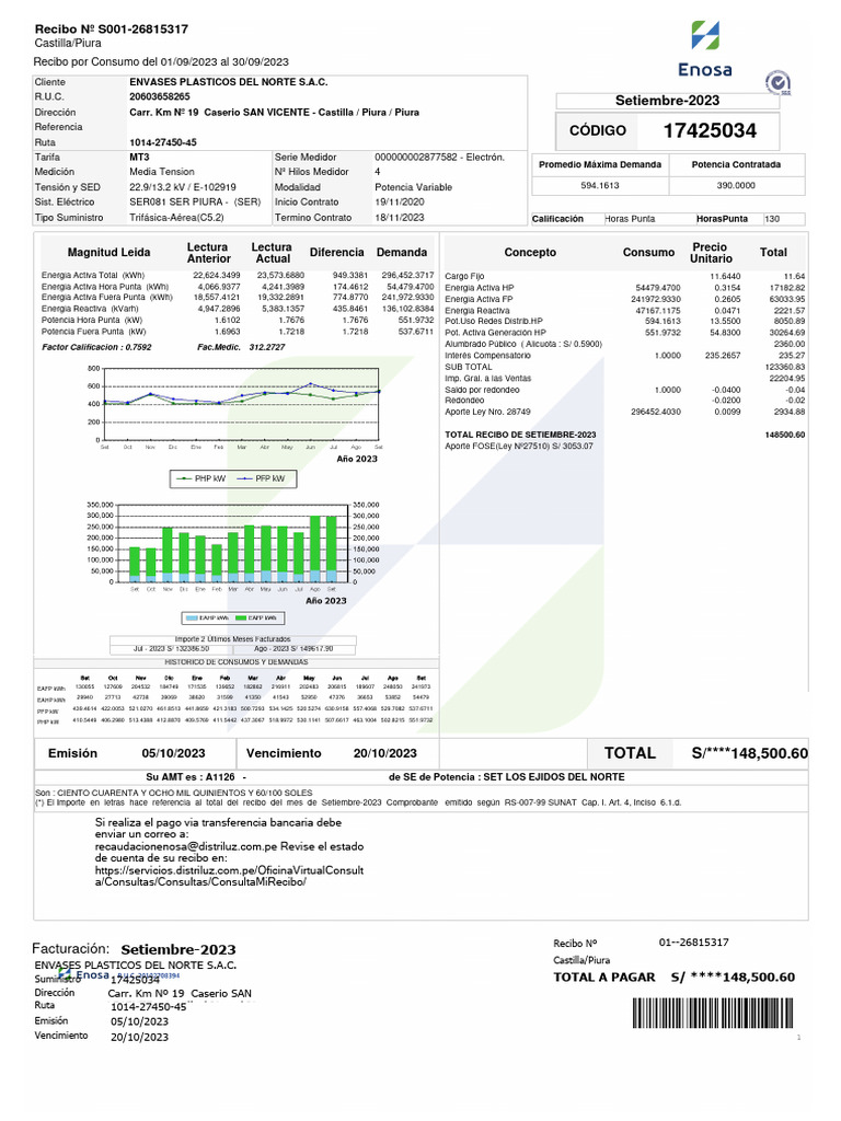 Recibo 17425034 | PDF | Energia electrica | Ciencia de los Materiales