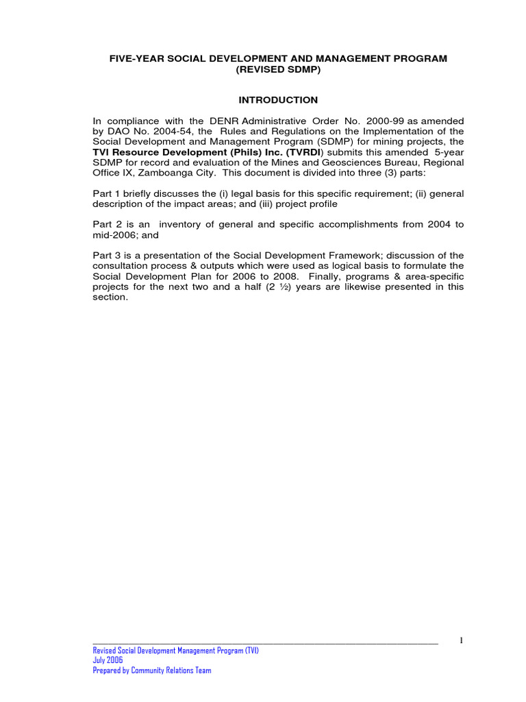 Social Development Plan Denr | PDF