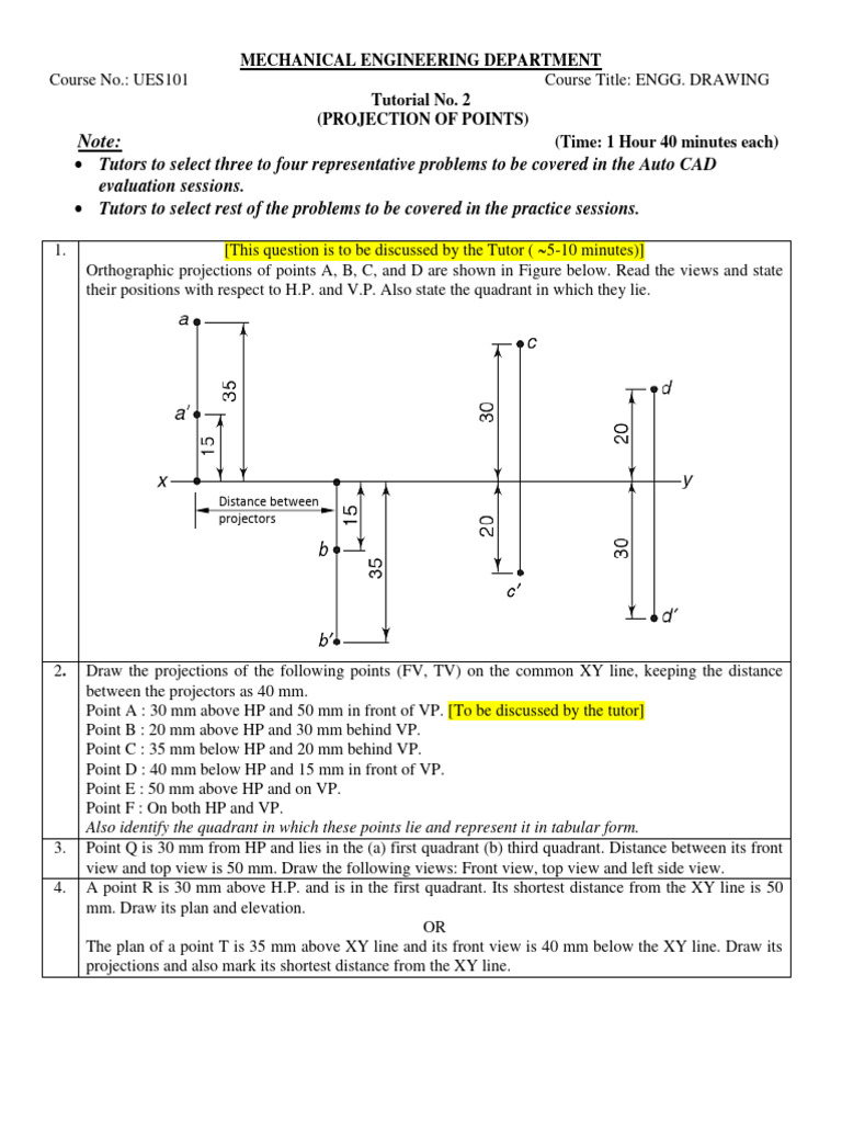 Tutorial 2 - Projection of Points | PDF