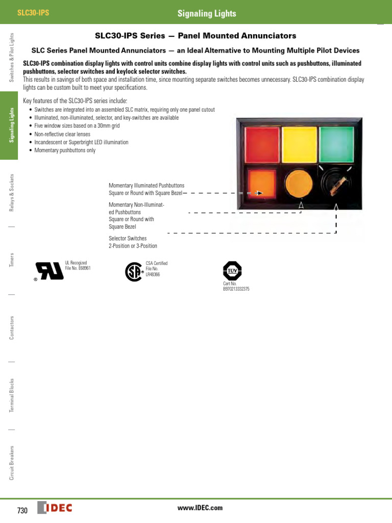 IDEC Annunciator | Download Free PDF | Switch | Alternating Current