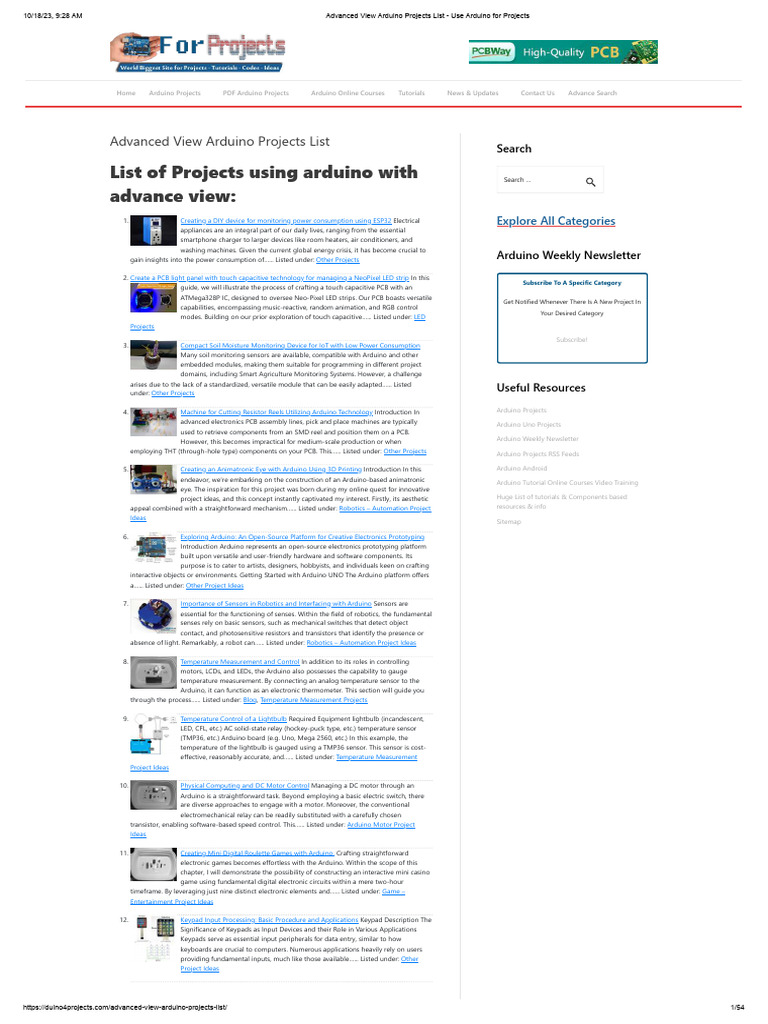 Advanced View Arduino Projects List - Use Arduino For Projects | PDF | Arduino | Sensor