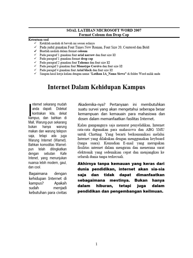 Soal Latihan Praktek MS Word | PDF