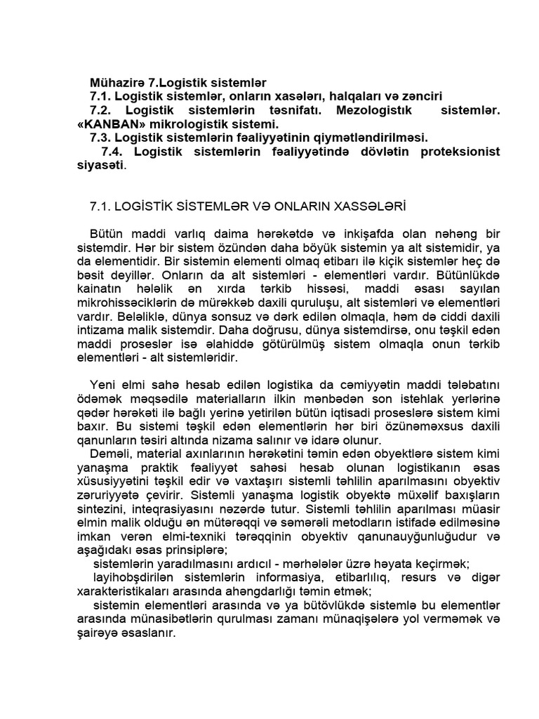 Mühazirə 7.- Logistika | PDF