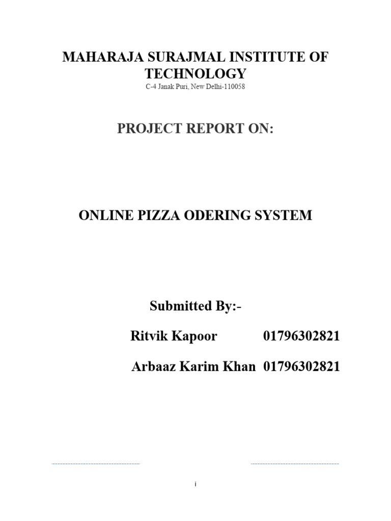 Online Pizza Odering System Proposal | PDF