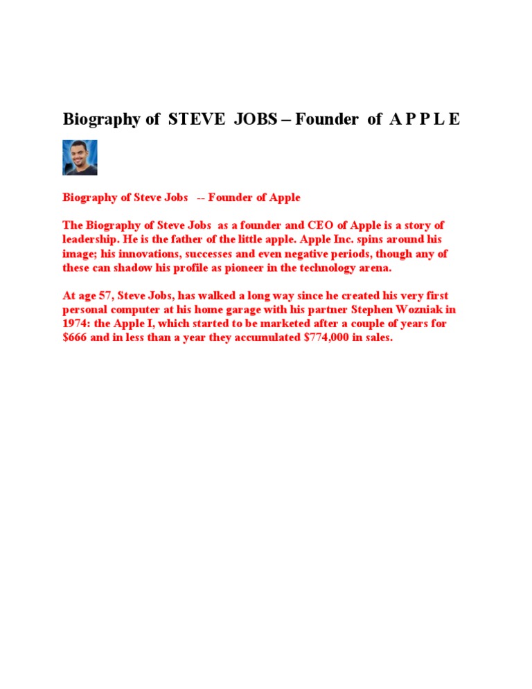 Biography of STEVE JOBS | PDF
