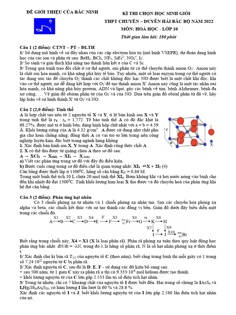 10.3.de Thi de Xuat HOA 10 DH 2022 | PDF