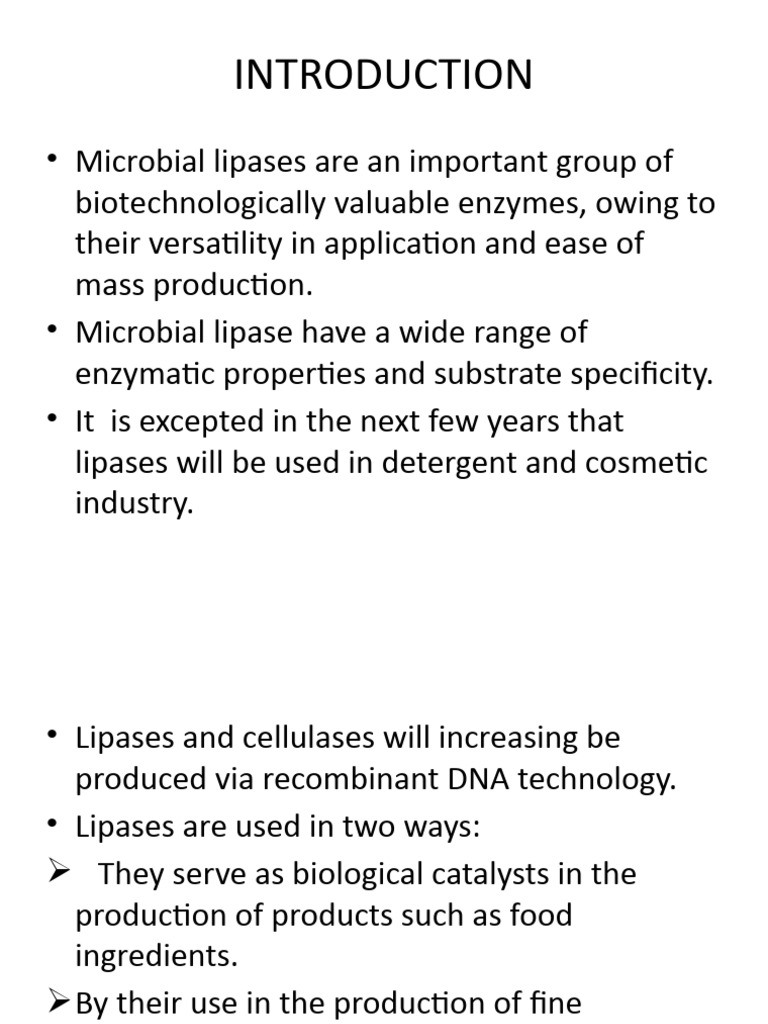 Applications and Production of Lipase | PDF | Technology & Engineering