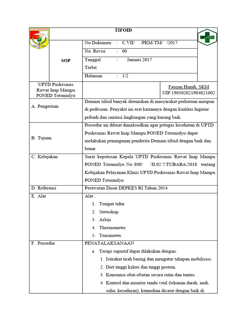 Sop Tifoid | PDF | Sains & Matematika
