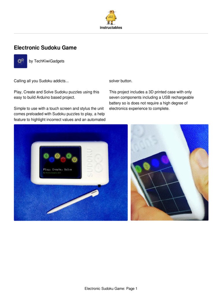 Sudoku Solver Arduino | PDF