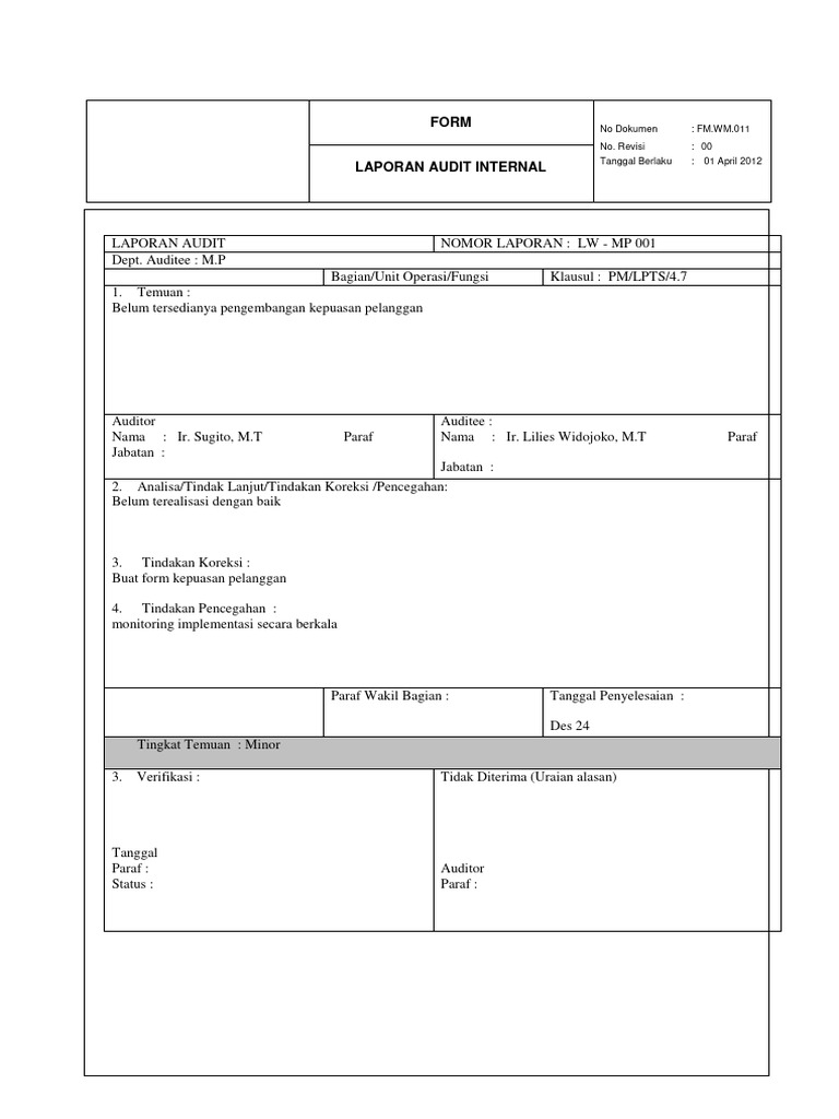 Laporan Audit Internal | PDF