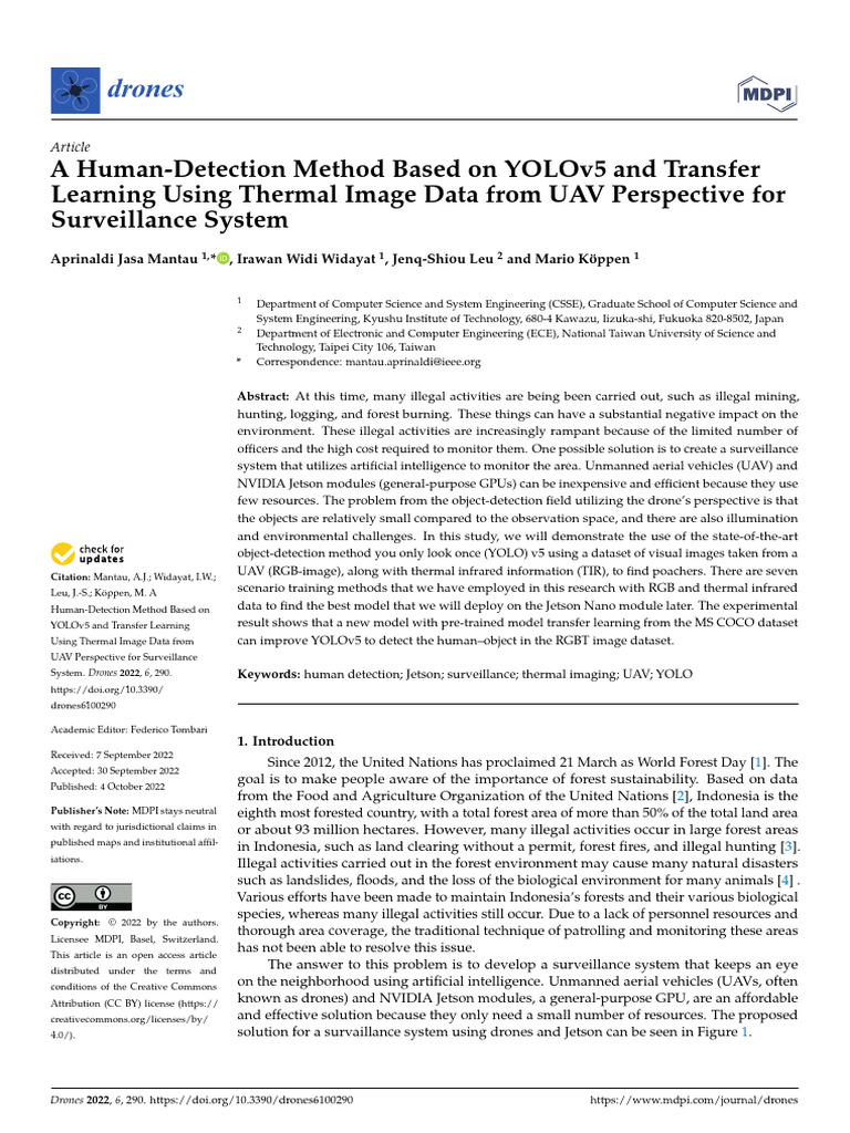 A Human Detection Method Based On Yolov5 And Trans Pdf Unmanned