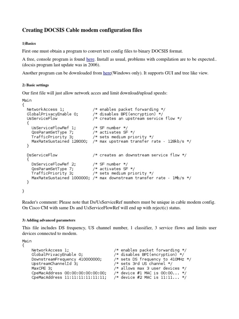 Create Config For Cable Modem | PDF | Port (Computer Networking ...