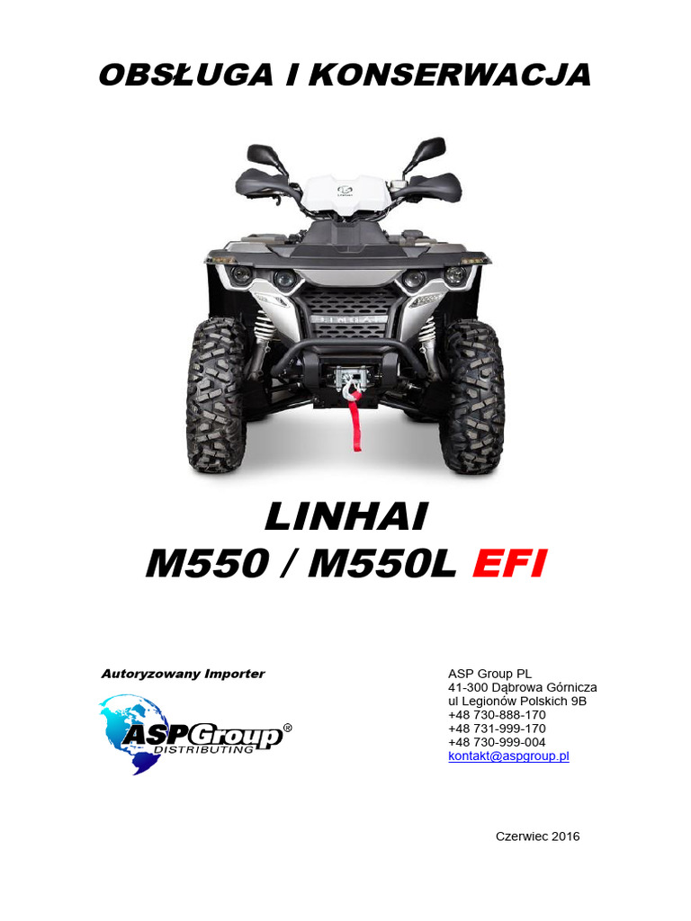 LINHAI - Instrukcja Obsługi Linhai M550 - M550L EFI - PL | PDF