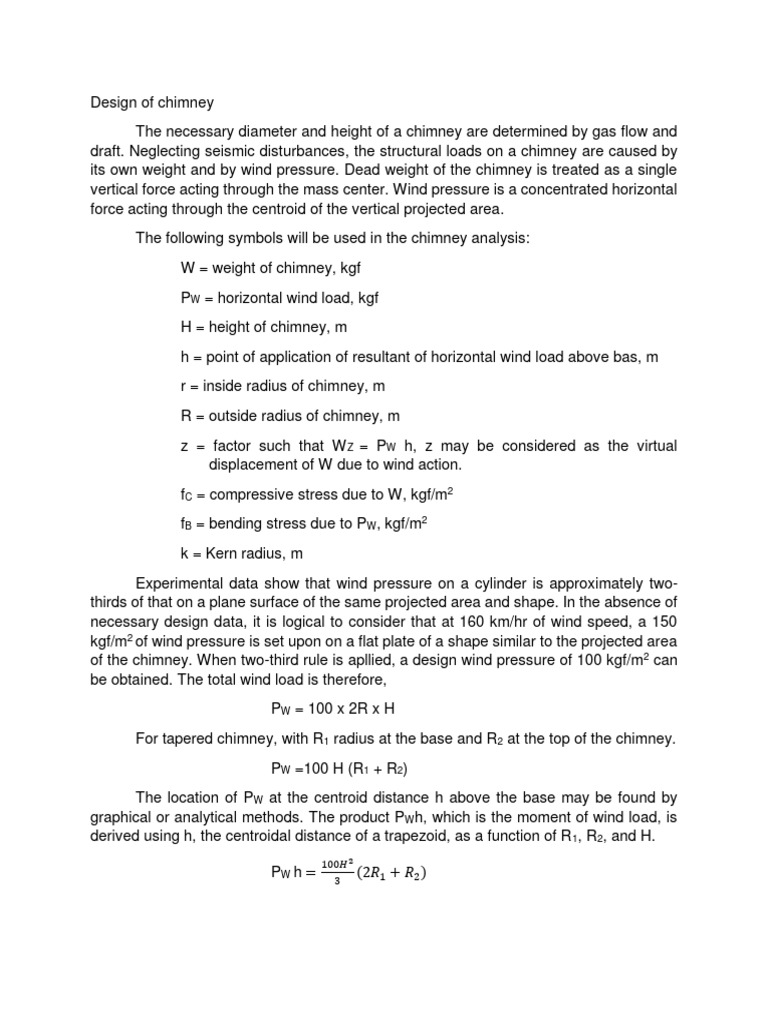 Design of Chimney | Download Free PDF | Bending | Masonry