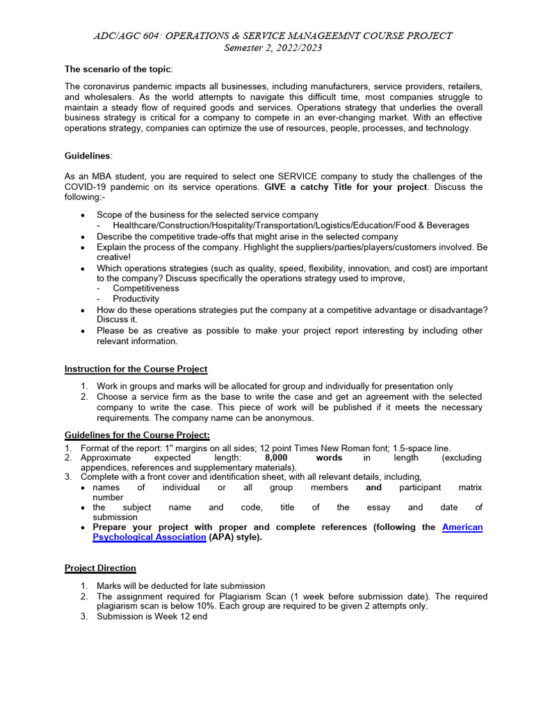 CASE STUDY GUIDELINE ADC AGC Sem 222 | PDF | Supply Chain | Business Process