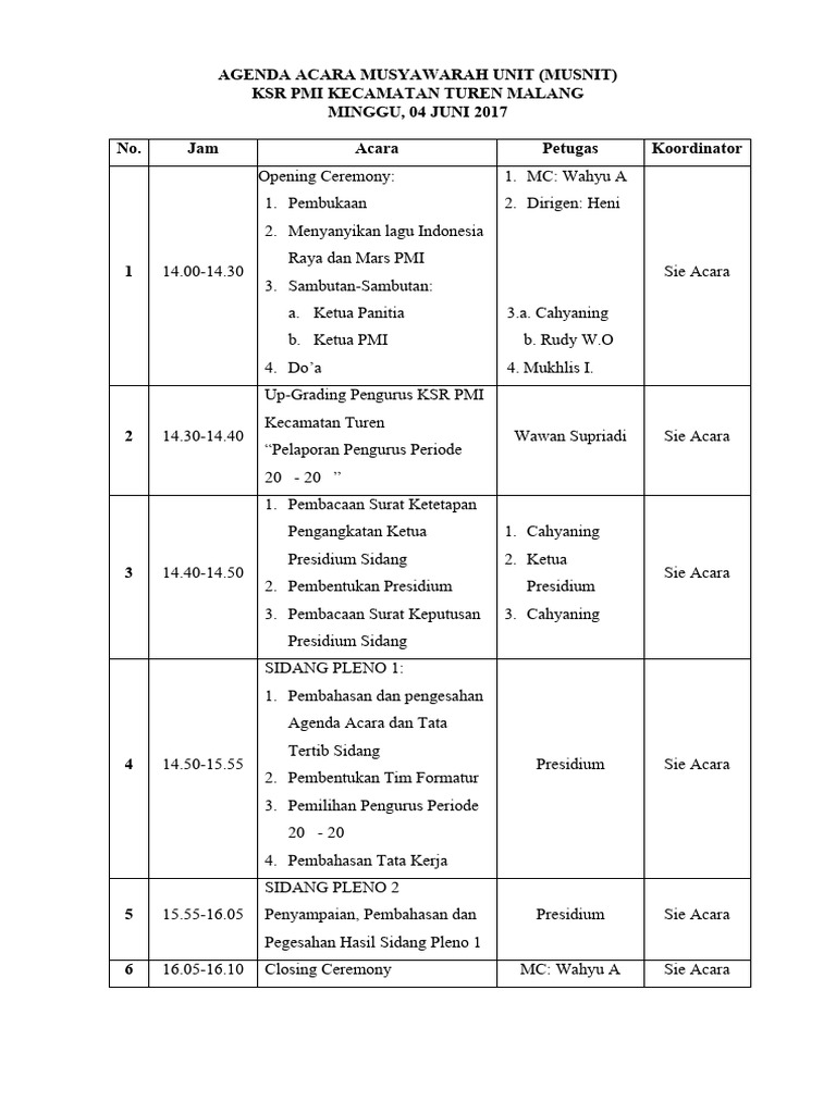 Agenda Acara Musyawarah Unit | PDF