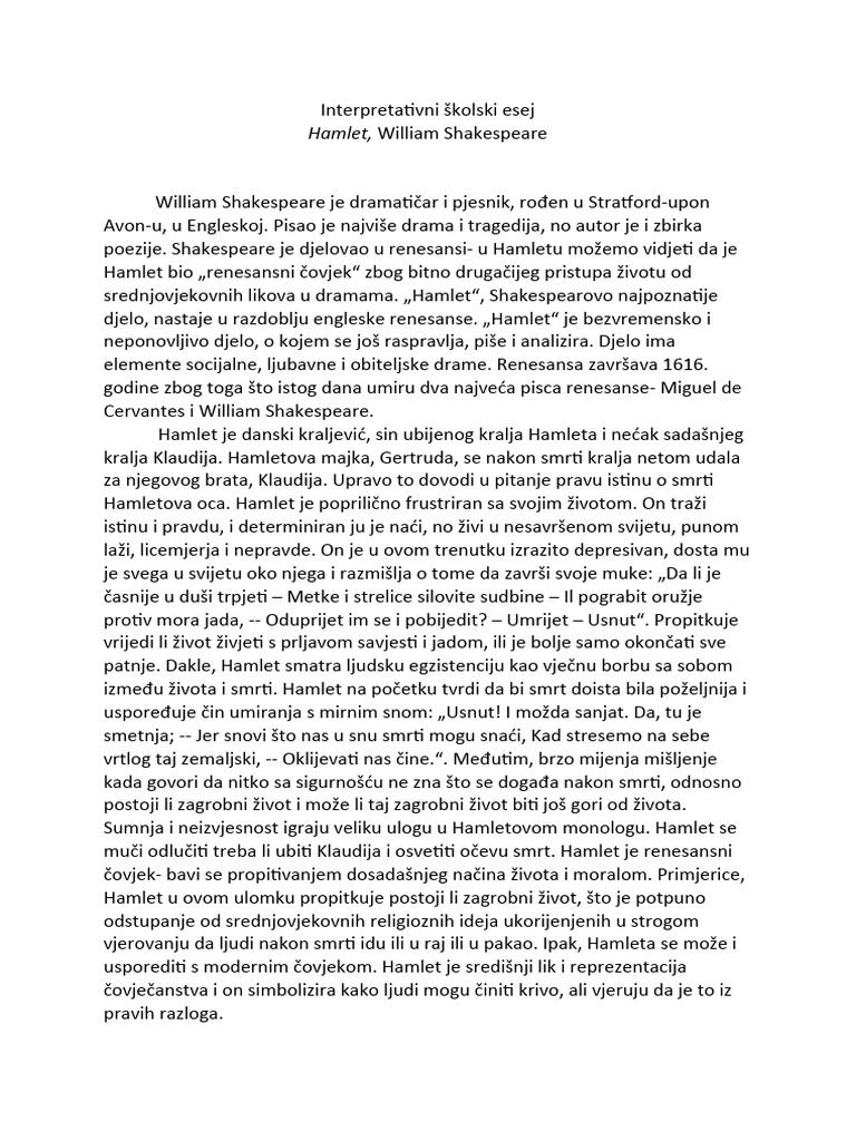 Hamlet, Esej | PDF