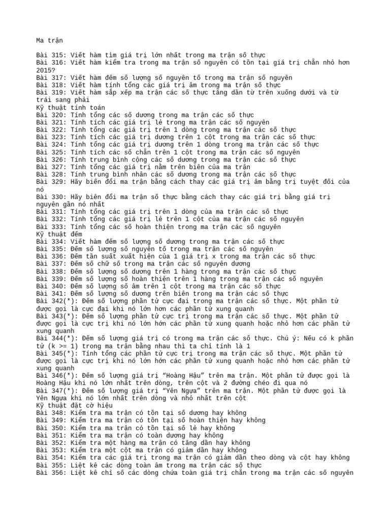 Bai Tap Ma Tran | PDF