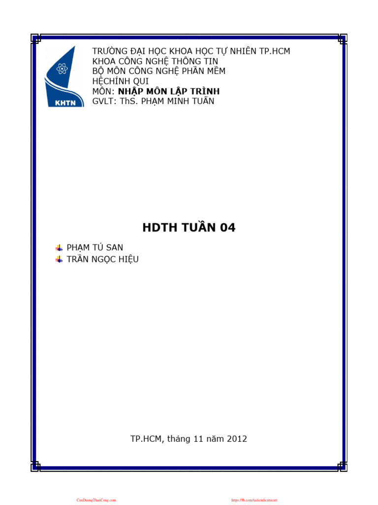 Nhap-Mon-Lap-Trinh - Pham-Minh-Tuan - Cq-Nmlt-Hdth-Tuan04 - (Cuuduongthancong - Com) | PDF