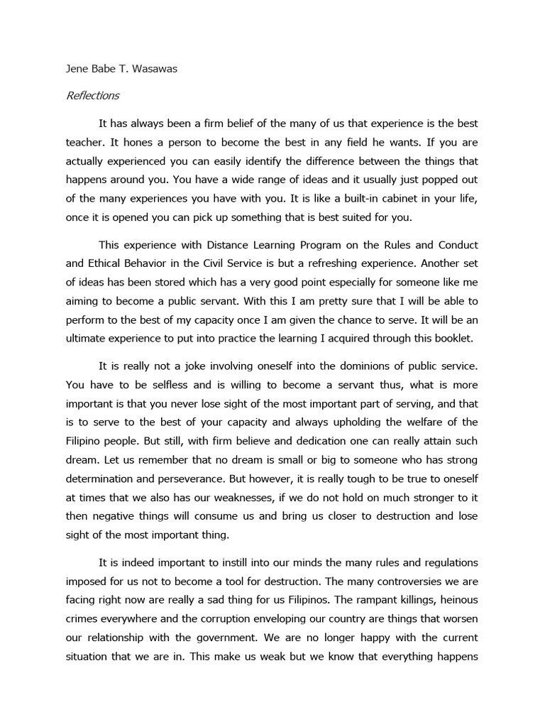 Reaction Paper | PDF | Experience | Psychology