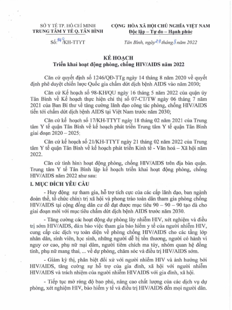 FILE 20220829 204117 140 KH TTYT Ve Trien Khai Hoat Dong Phong, Chong H 220829 204113 | PDF