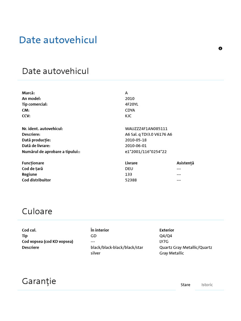 Date Autovehicul | PDF