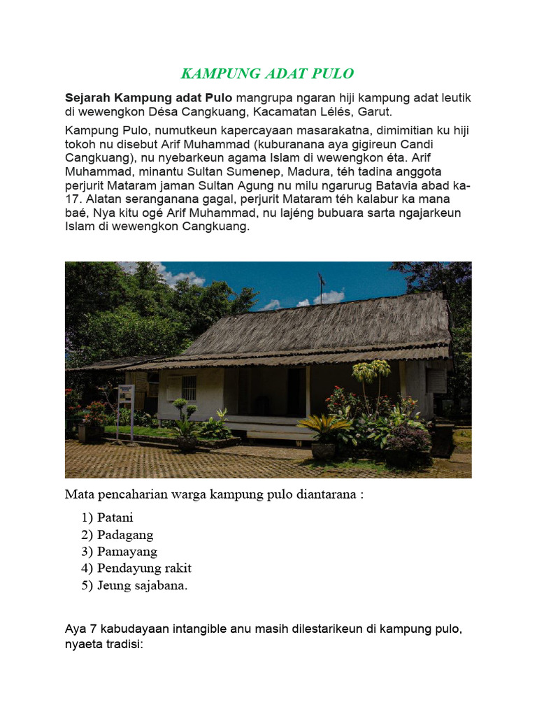 Kampung Adat Pulo | PDF
