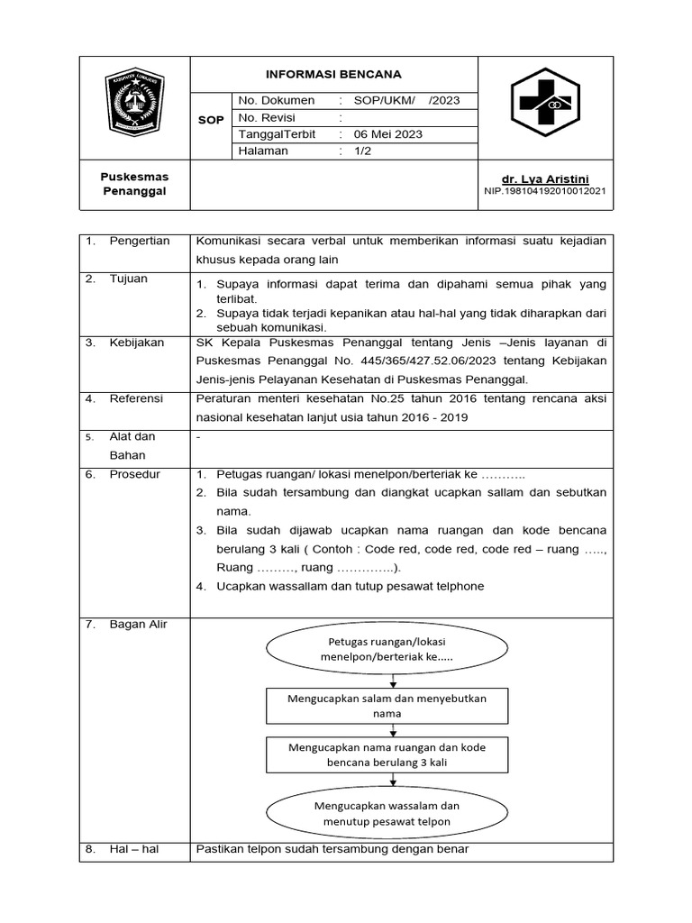 Sop Informasi Bencana | PDF