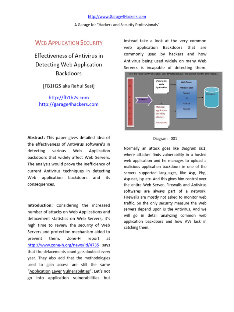 Effectiveness of AVs in Detecting Web Application Backdoors | PDF | Antivirus Software | World ...