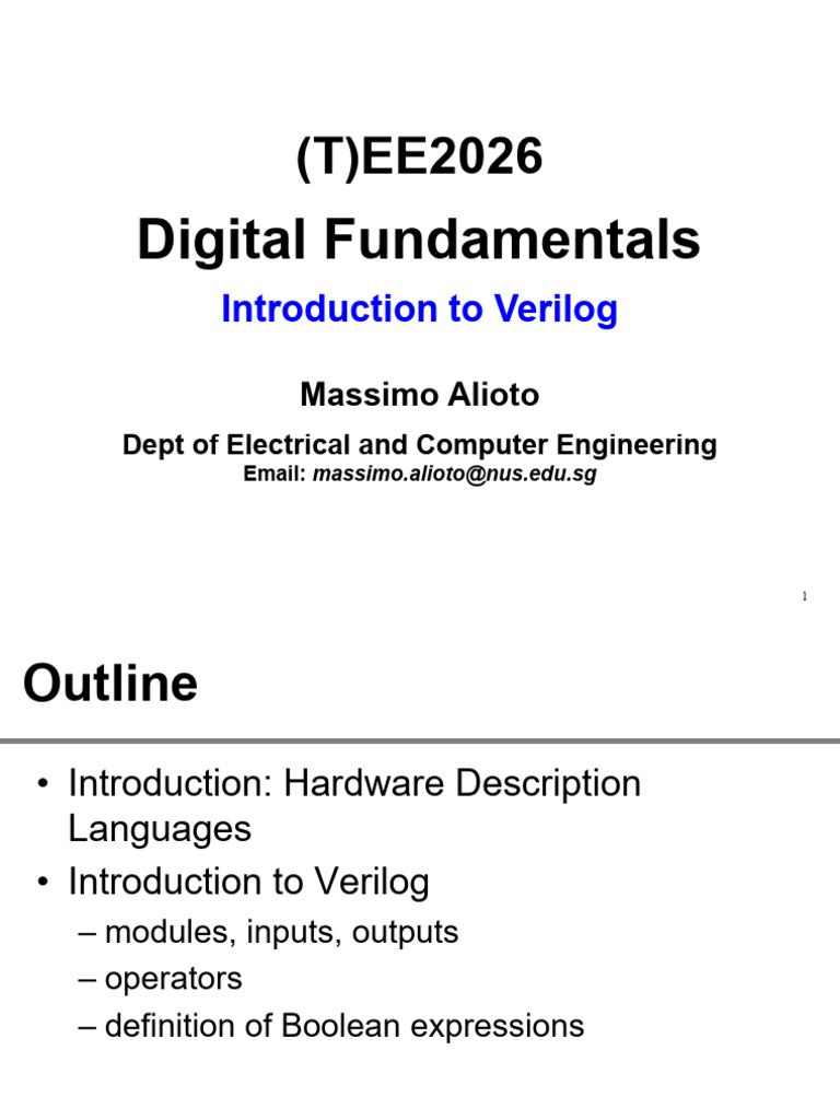 EE2026 - L3 - Verilog Intro | Download Free PDF | Hardware Description Language | Computing