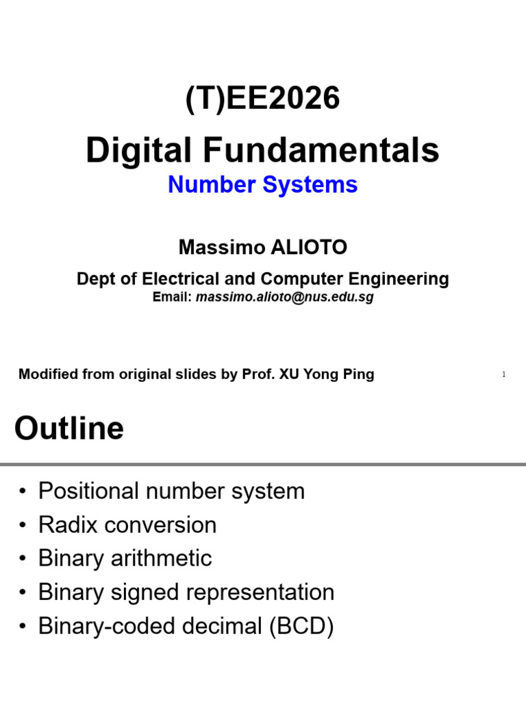 EE2026 - L1 - Number Systems | PDF | Binary Coded Decimal | Multiplication