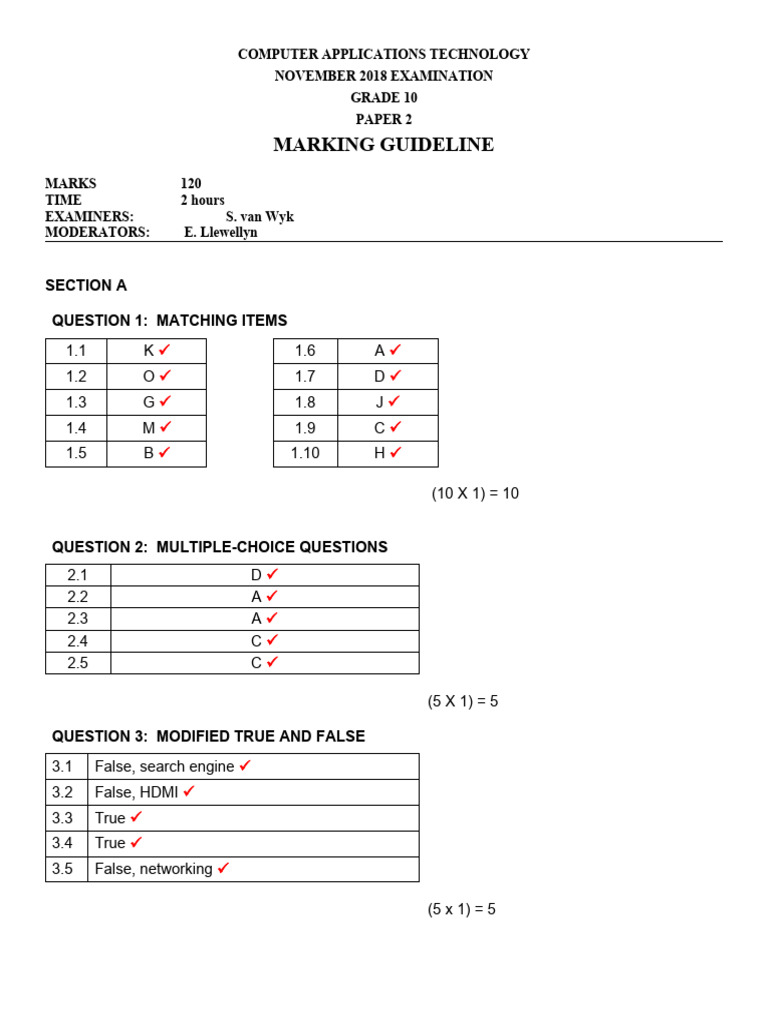 CAT Gr10 P2 QP Nov 2018 MEMO | PDF | Random Access Memory | World Wide Web