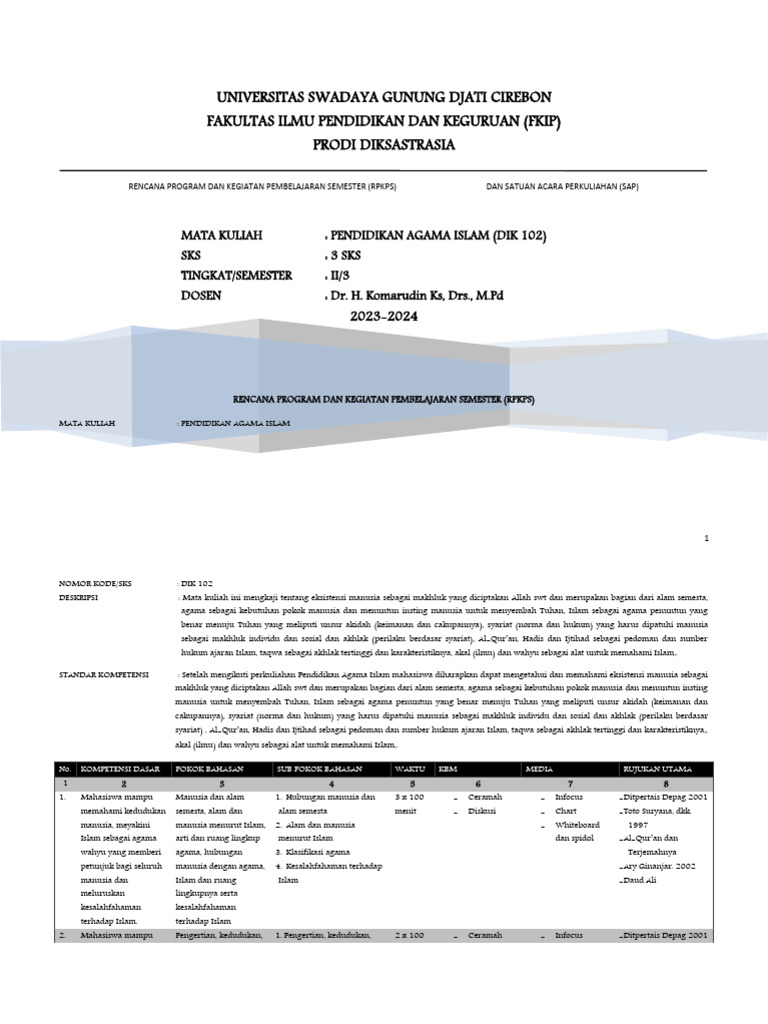 Sap Dan Rpkps Fkip Bin 2023-2024 | PDF