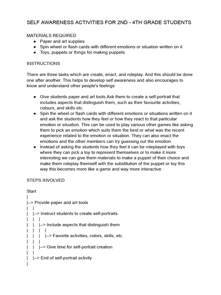 Self Awareness Activities For 2ND Grade Students | PDF | Toys | Emotions