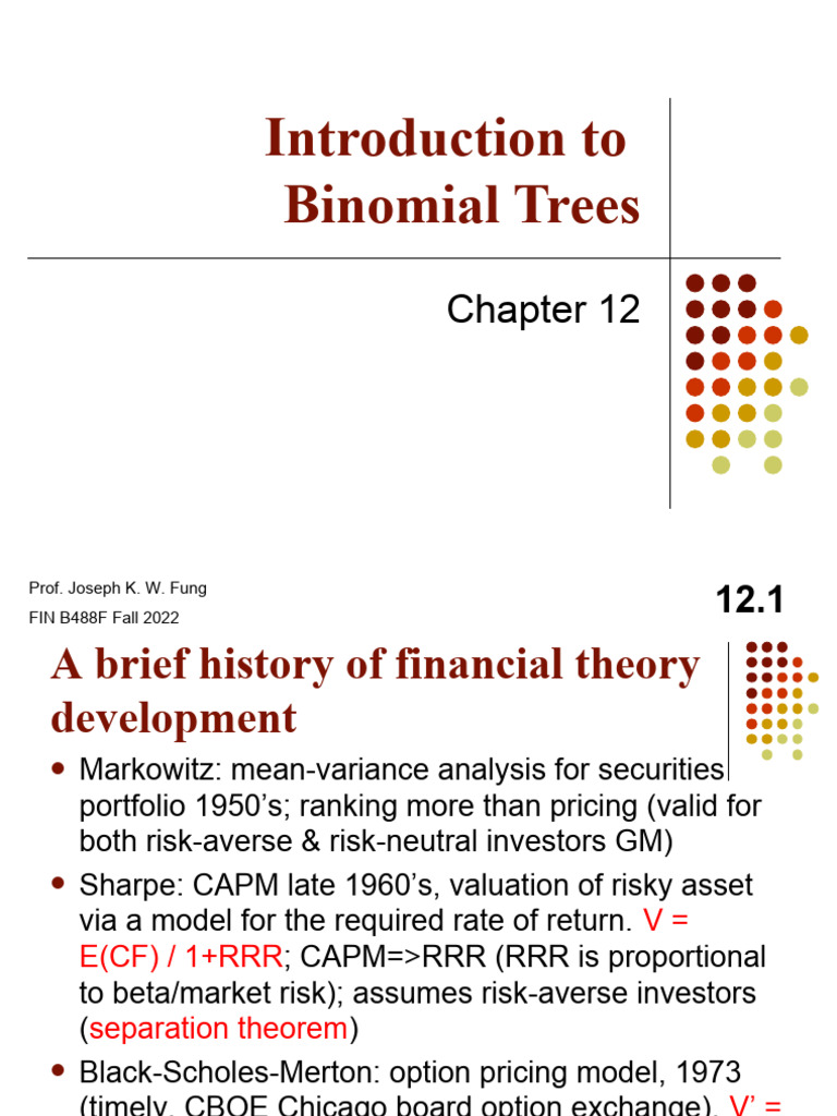 Chapter 13 Binomial Tree Complete Version Fall 2022 20221101 Pdf
