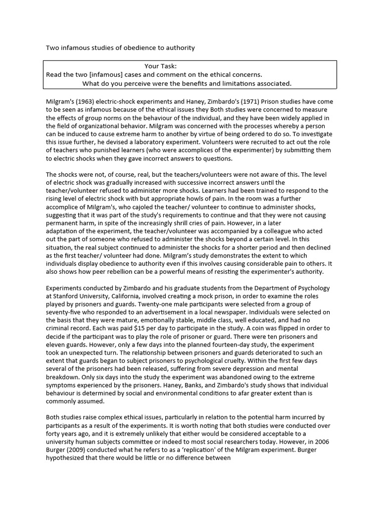 2.10 Milgram and Zimbardo | PDF | Obedience (Human Behavior) | Psychology