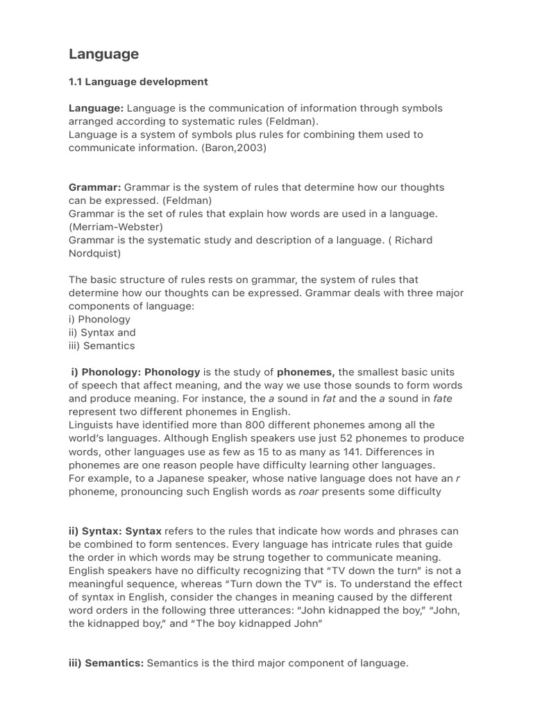 Language Note | PDF | Language Acquisition | Language Development