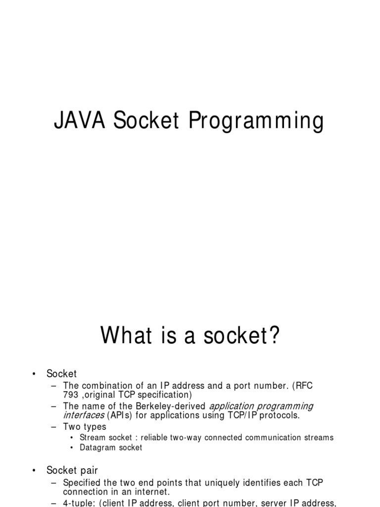 02 Java Socket Programming Pdf Network Socket Port Computer Networking 5210