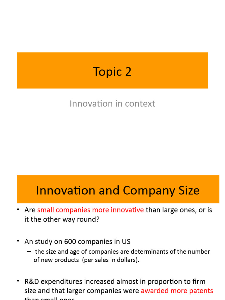 Topic 2 - Innovation in Content and Sources of Innovation | PDF ...