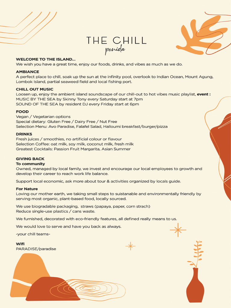 The Chill Food Menu | PDF