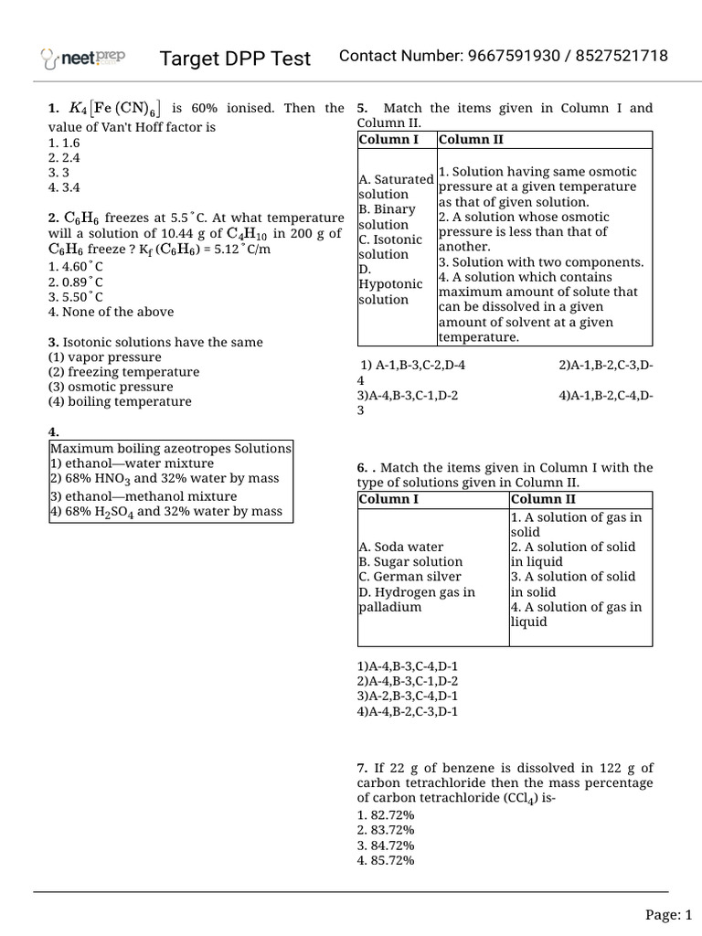 Target DPP Test | PDF | Water | Physical Sciences